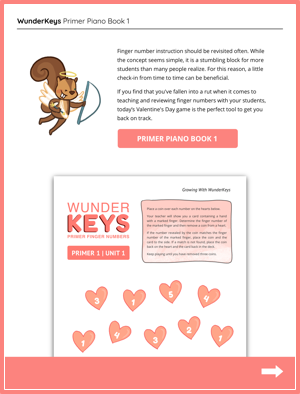 Valentine's Day Finger Numbers - Book 1 - Unit 1 - WunderKeys