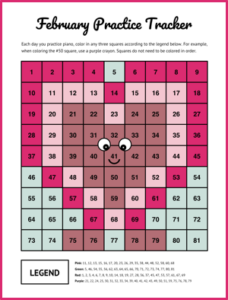 February's Piano Practice Tracker - WunderKeys