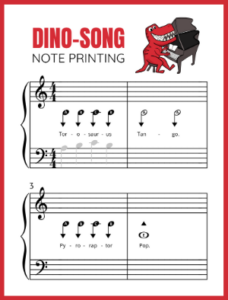 Dinosaur Note Printing Piece (Primer 1, Unit 9) - WunderKeys