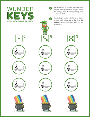 St. Patrick's Day Note Reading Race (Primer 2, Unit 1) - WunderKeys