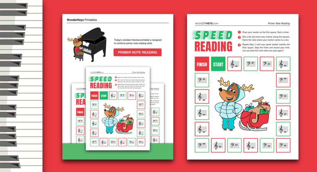A Reindeer-Themed, Speed Reading Piano Board Game - WunderKeys