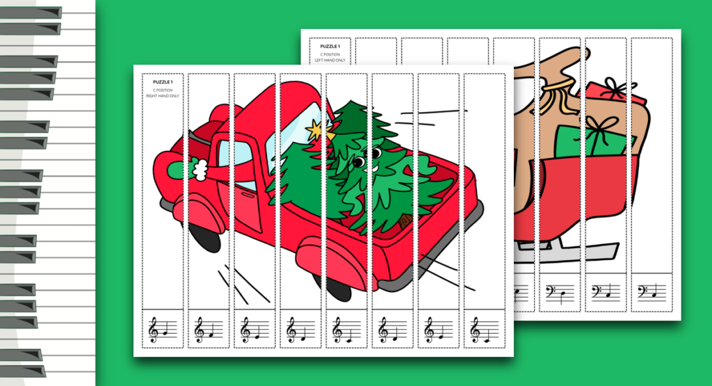 Christmas Play Me Piano Puzzles For Primer Students - WunderKeys
