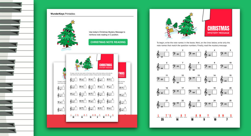 Practice Note Reading With This Christmas Mystery Message - WunderKeys
