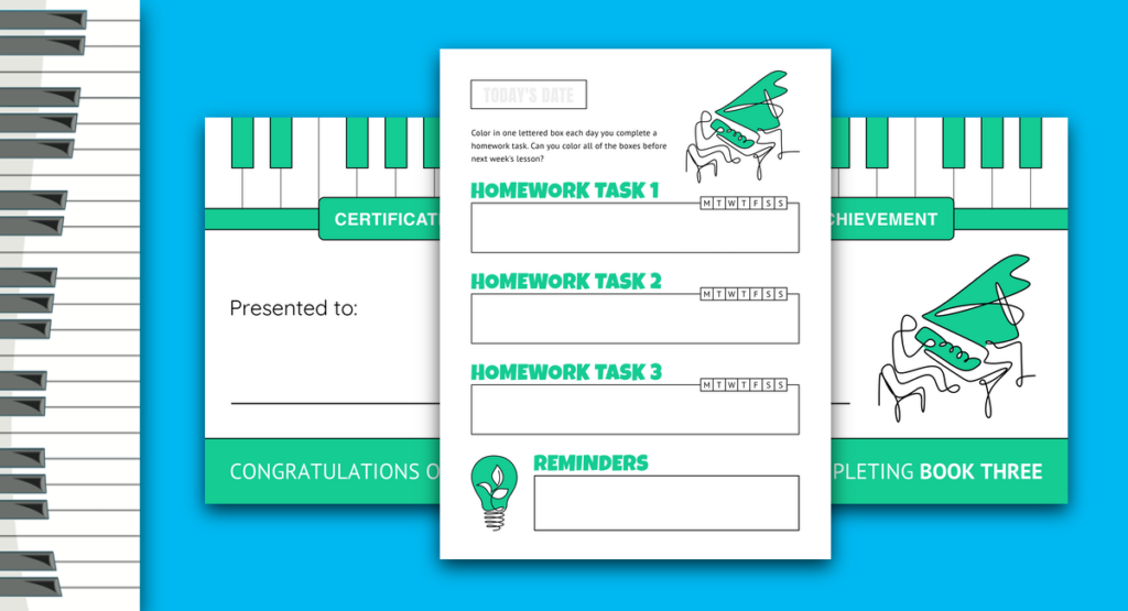 2023’s First Piano Lesson Assignment Sheets and Award Certificates