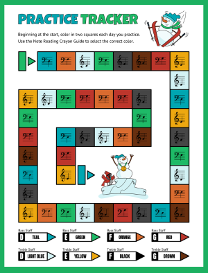Winter Note Reading Practice Tracker - WunderKeys