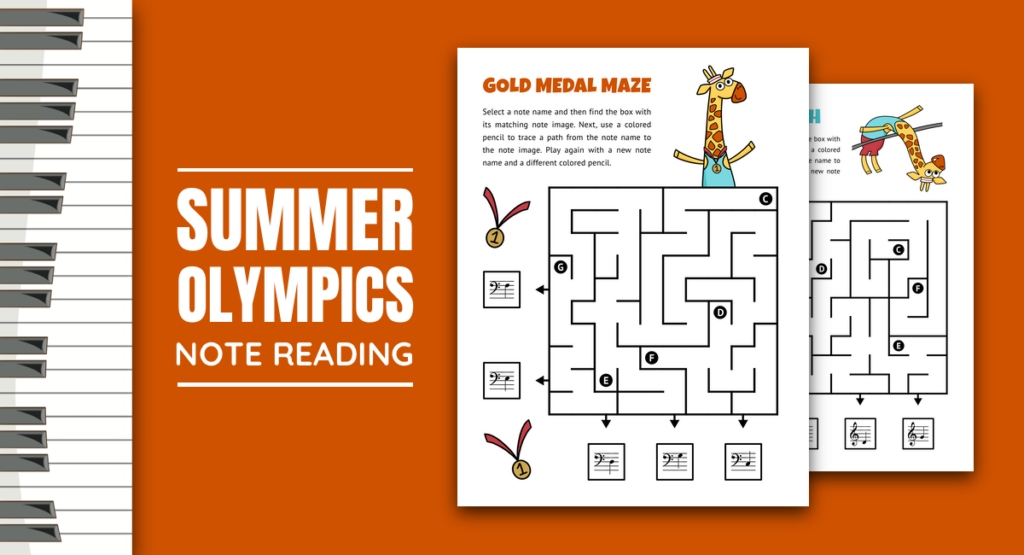 Go For The Gold! Summer Olympics Note Reading Mazes