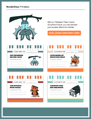 Halloween Piano Lesson Compliment Cards - WunderKeys